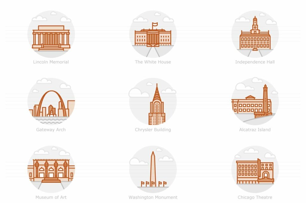 Landmarks of the USA 2 Icon Set – MasterBundles