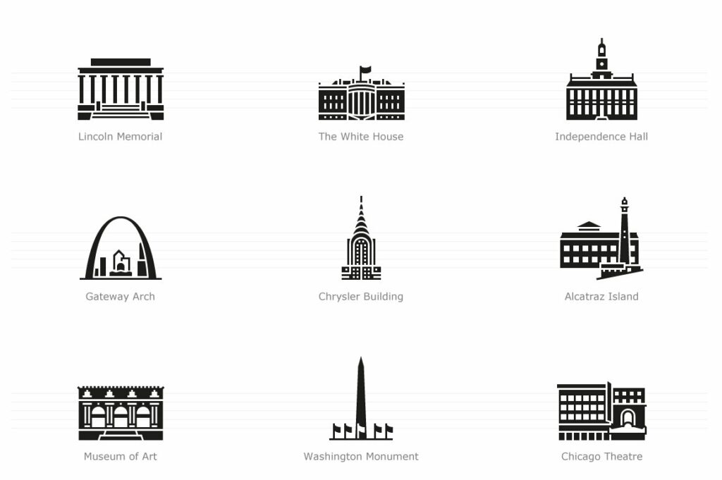 Landmarks of the USA 2 Icon Set – MasterBundles