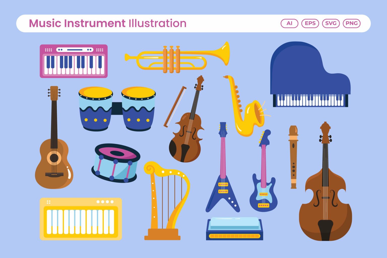 Music Instrument Illustration Pack – MasterBundles