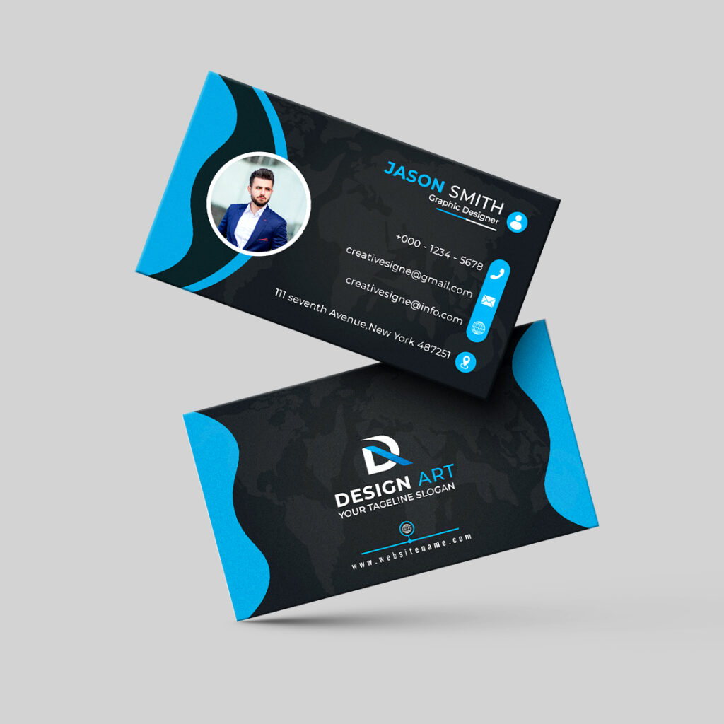 Black & Blue Colorful Modern Business Card Design. - MasterBundles