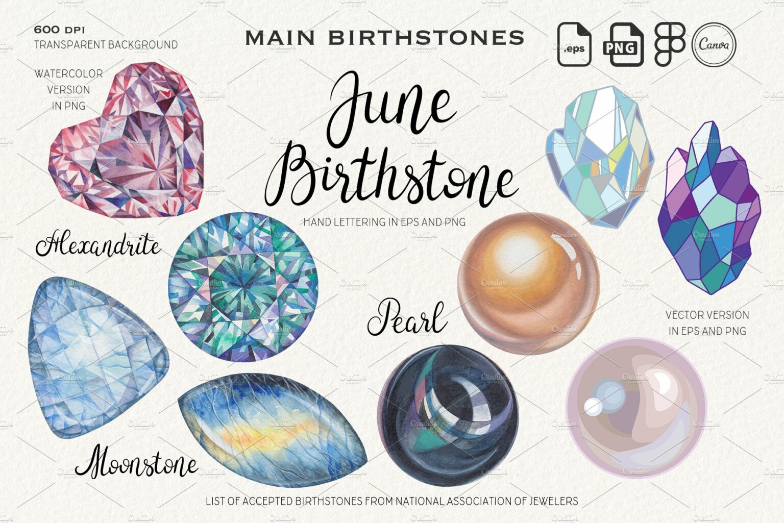 Watercolor Birthstones Crystal Set – MasterBundles