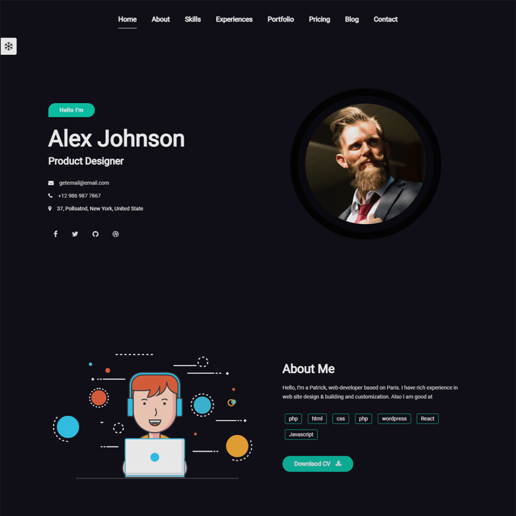 Free Maha CV/Resume - HTML template - MasterBundles