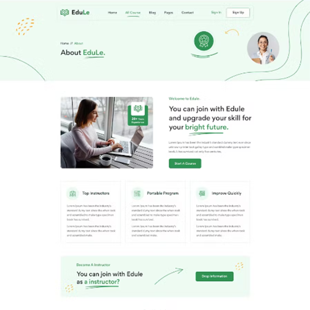 Free Edule Elearning Website Template - MasterBundles