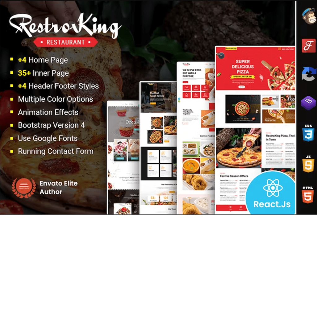 Free RestroKing Cake Pizza & Bakery Bootstrap 4 Template - MasterBundles