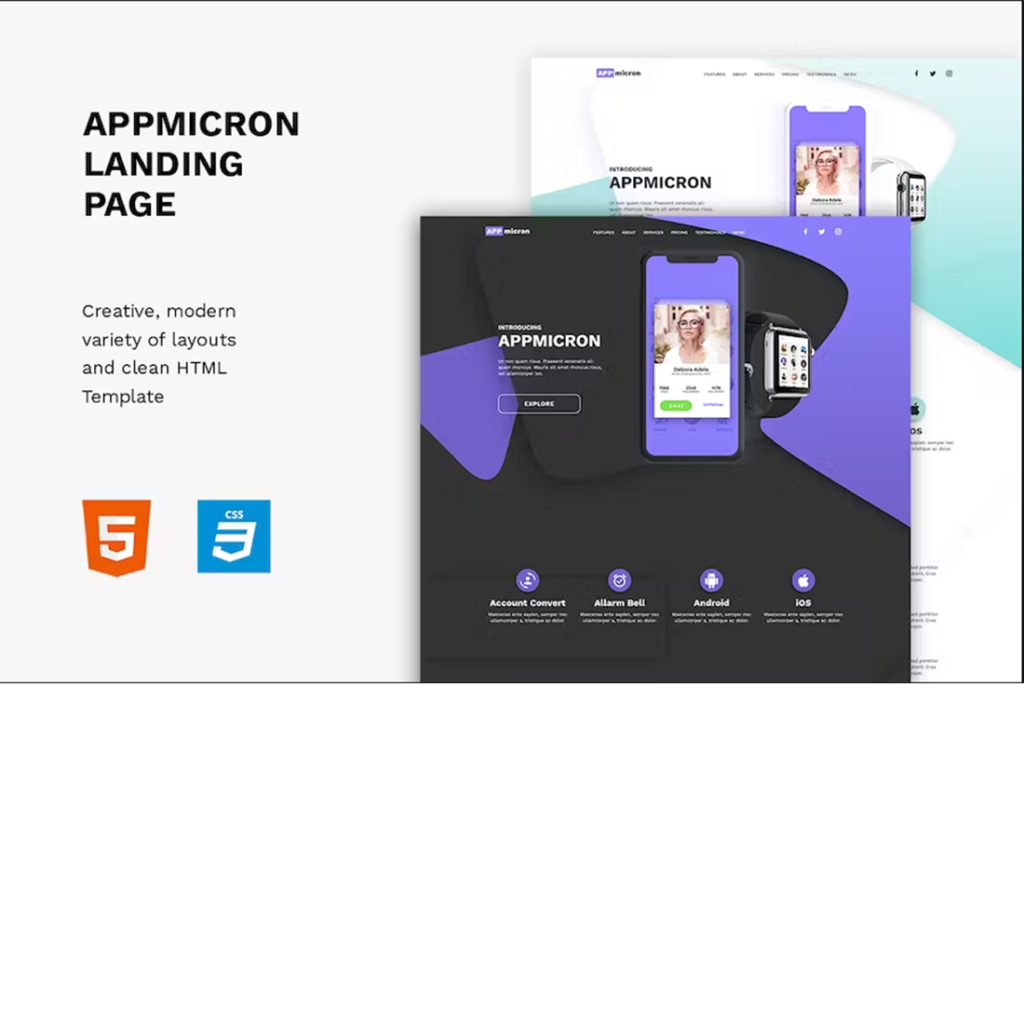 Free App Landing Page Website Template - MasterBundles