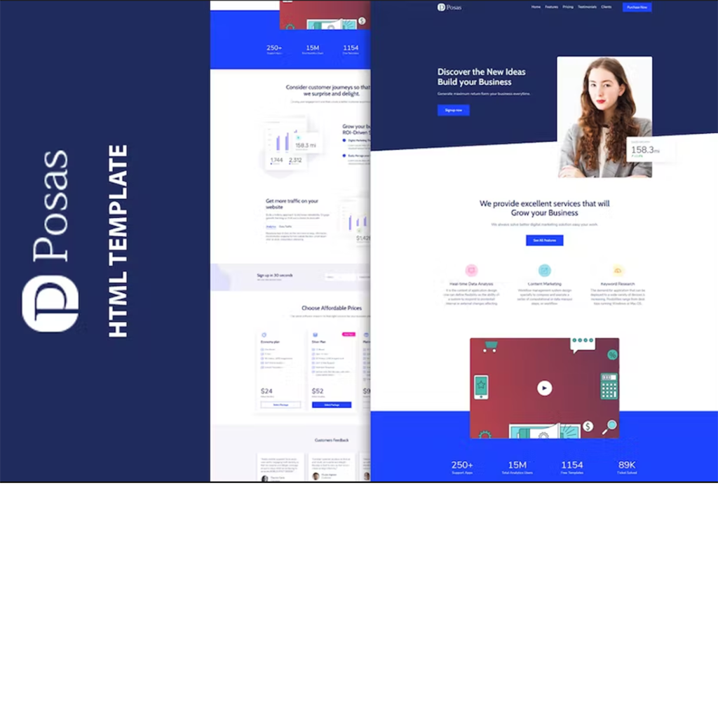 Free Posas Saas Software Landing Page Template - MasterBundles
