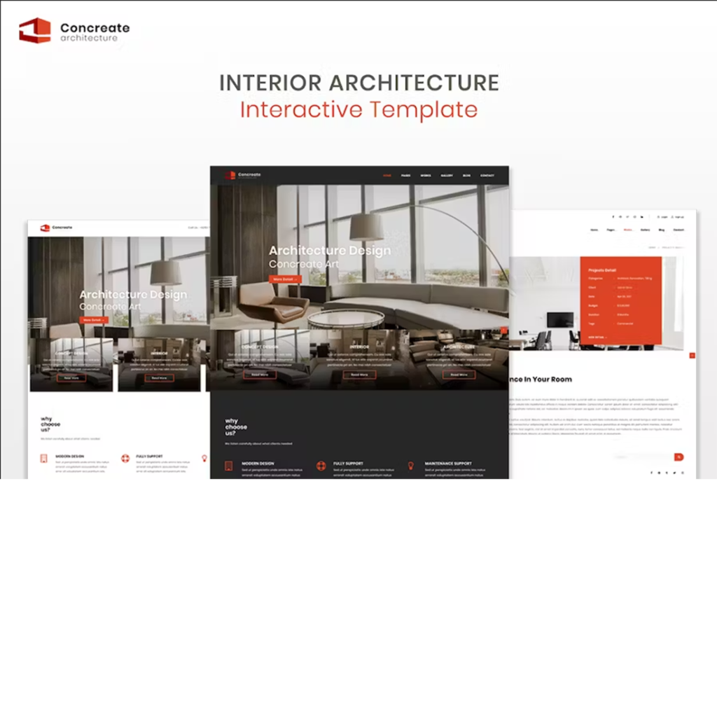 Free Concreate Interior Architecture HTML Template - MasterBundles