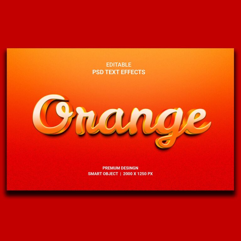 Orange Editable 3D Text Effect PSD - MasterBundles