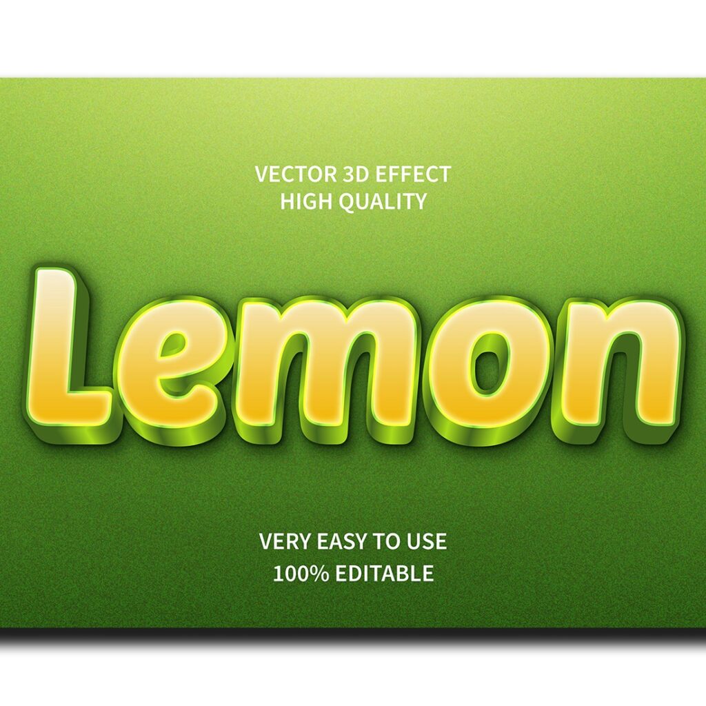 Lemon Editable 3D Text Effect with natural feel - MasterBundles