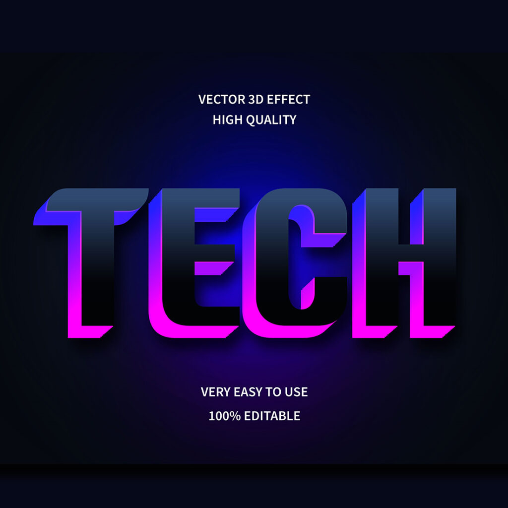 Tech Editable 3D Text Effect Vector - MasterBundles