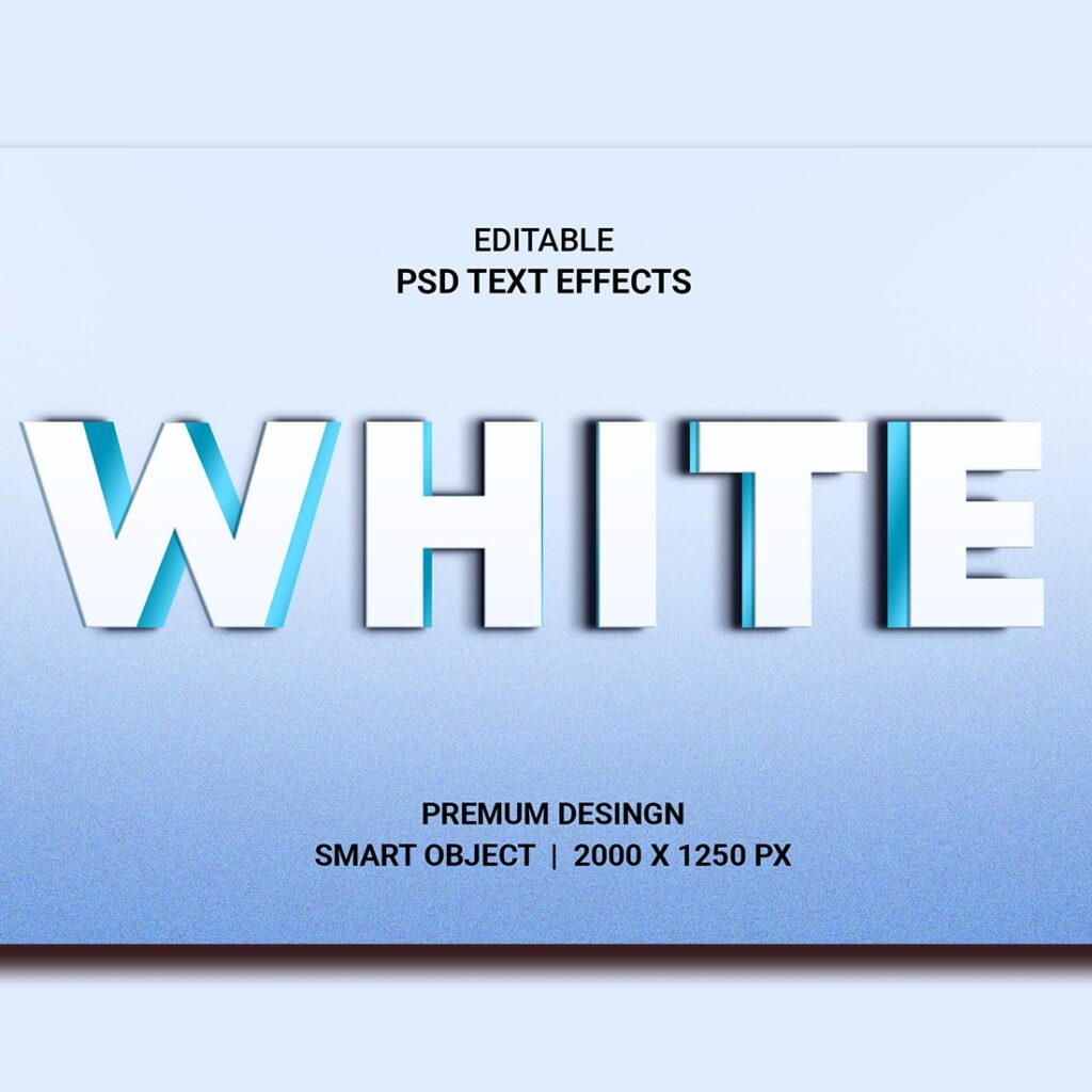 White Editable 3D Text Effect Vector - MasterBundles