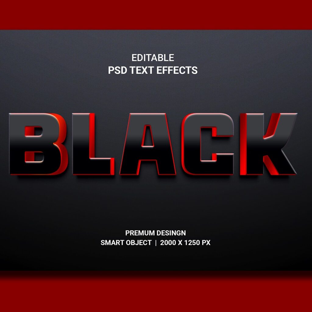 Editable Black 3D Text Effect PSD - MasterBundles