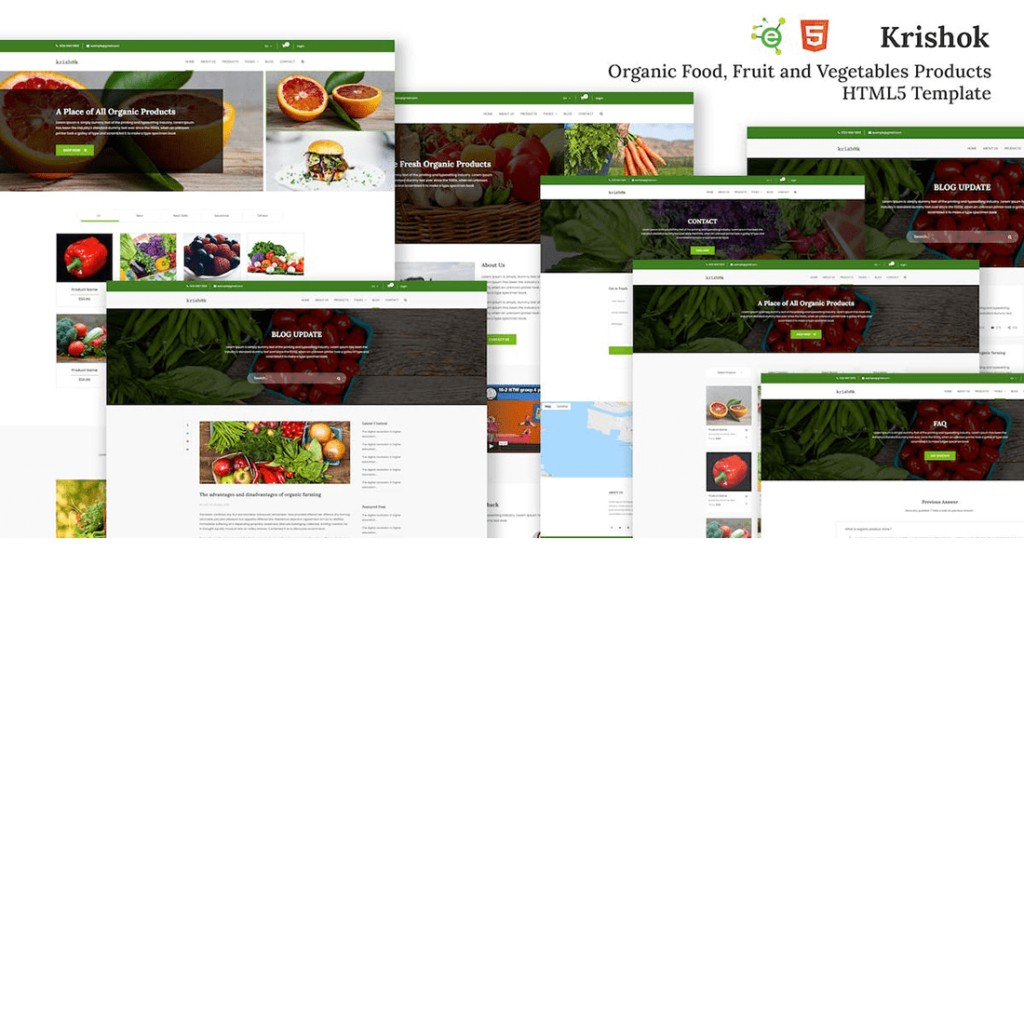Free Organic Food Fruit and Vegetables Products HTML5 Template ...