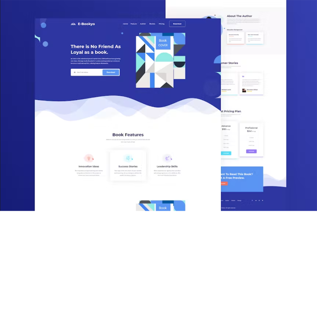 Free Ebookyo Responsive Ebook HTML5 Landing Page Template - MasterBundles