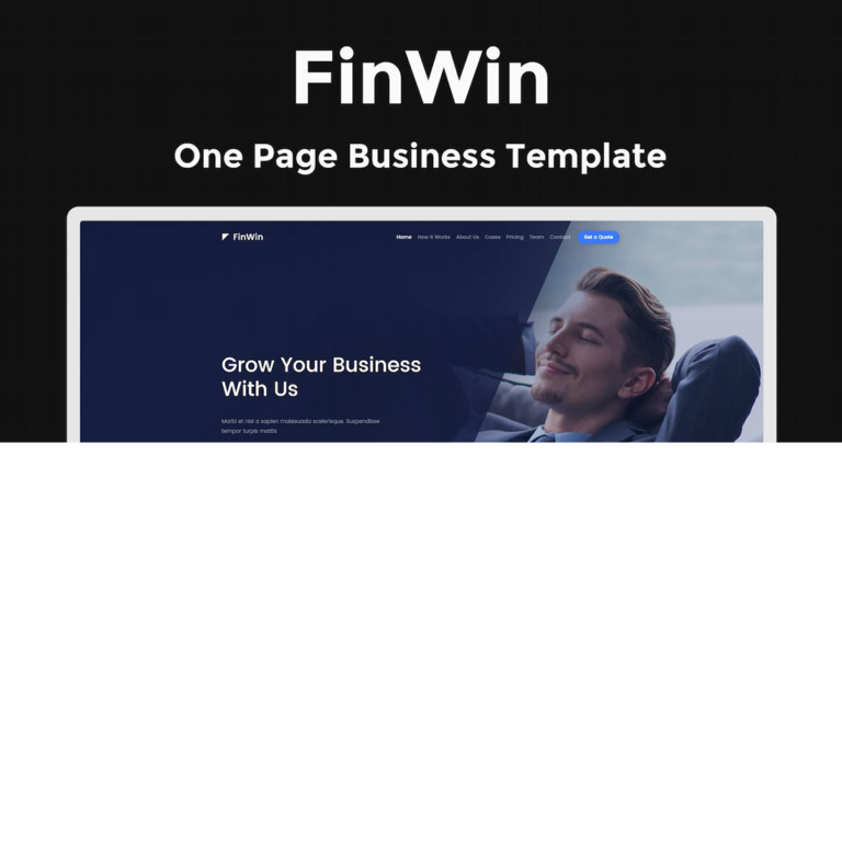 Free FinWin One Page Business Finance Template - MasterBundles