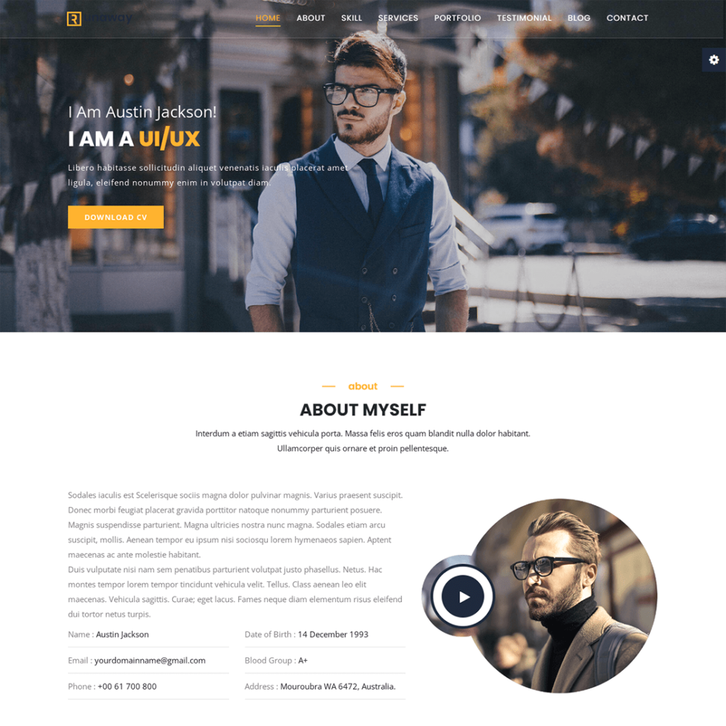 Free Runaway Personal Portfolio Website Template - MasterBundles