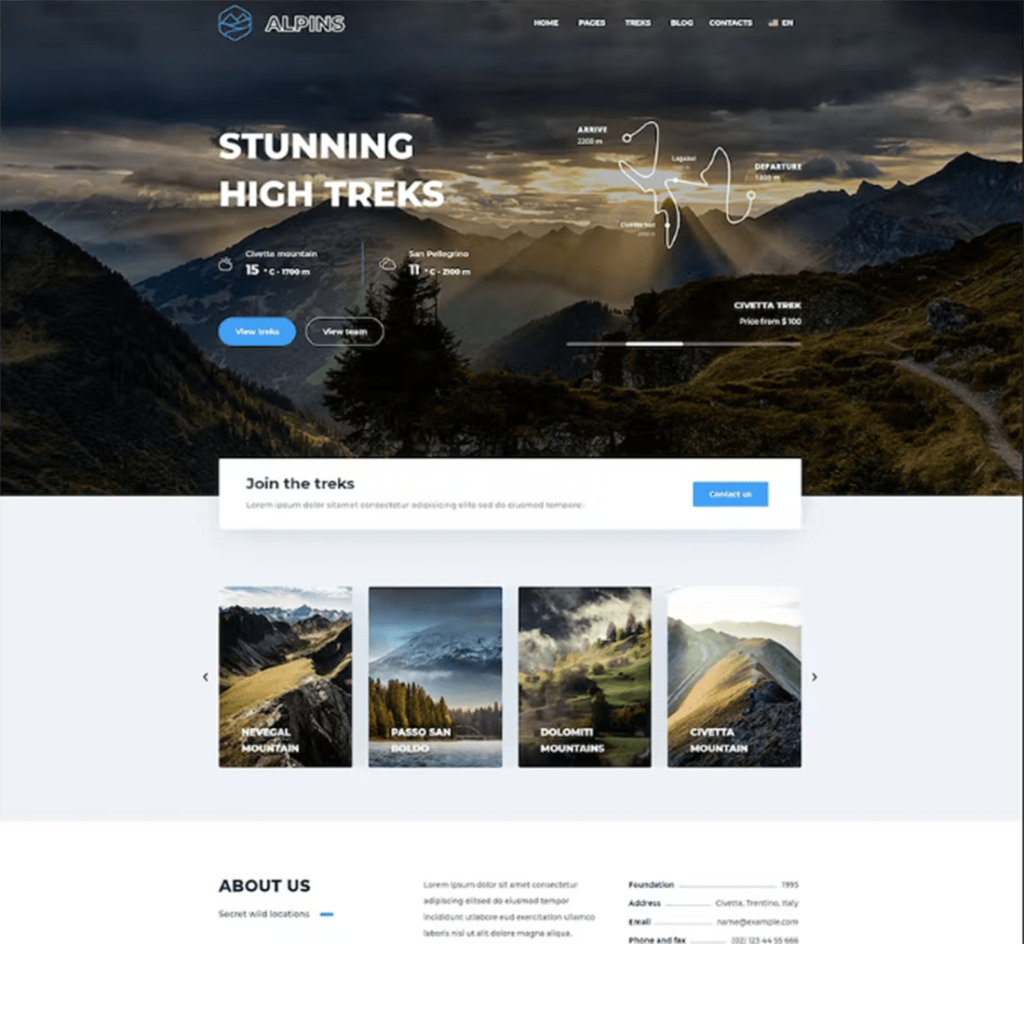 Free Mountain And Hiking Website Template - MasterBundles
