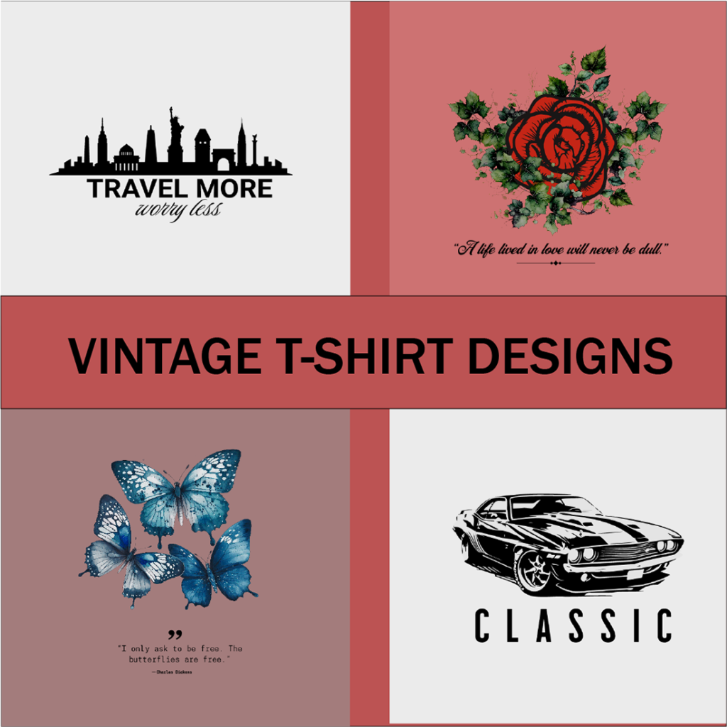 Vintage T-shirts designs retro collection - MasterBundles