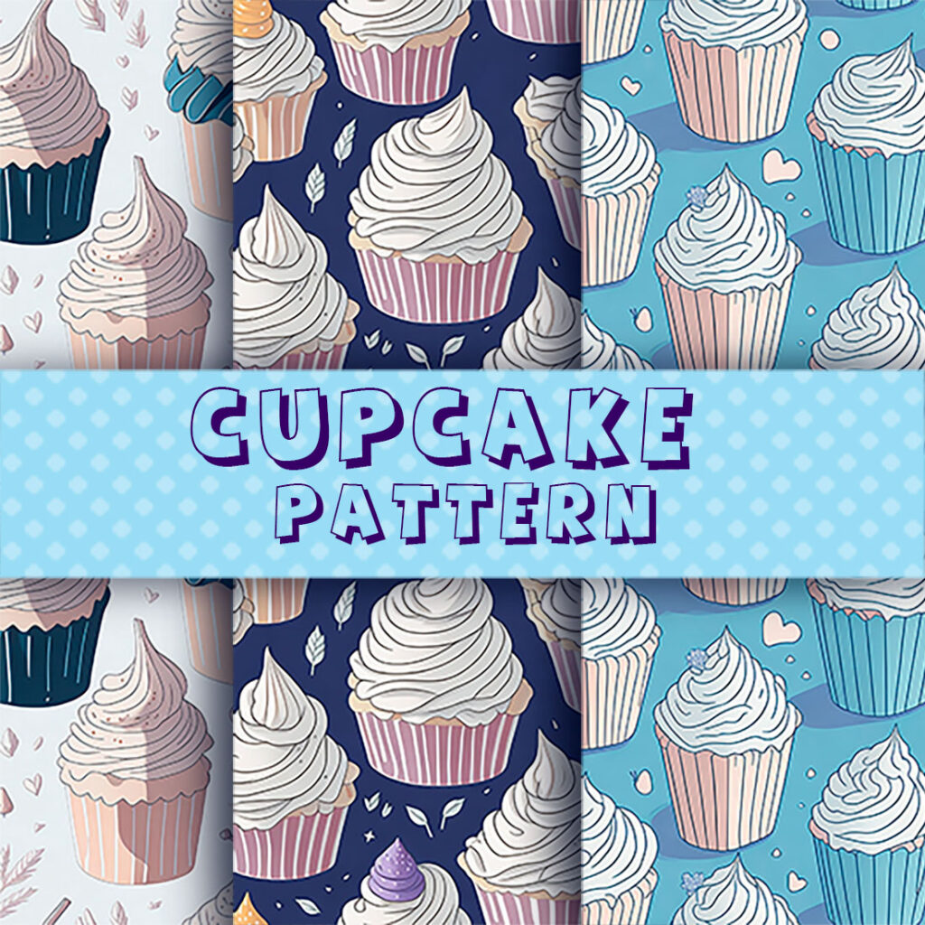 Cupcake patterns 3 set - MasterBundles