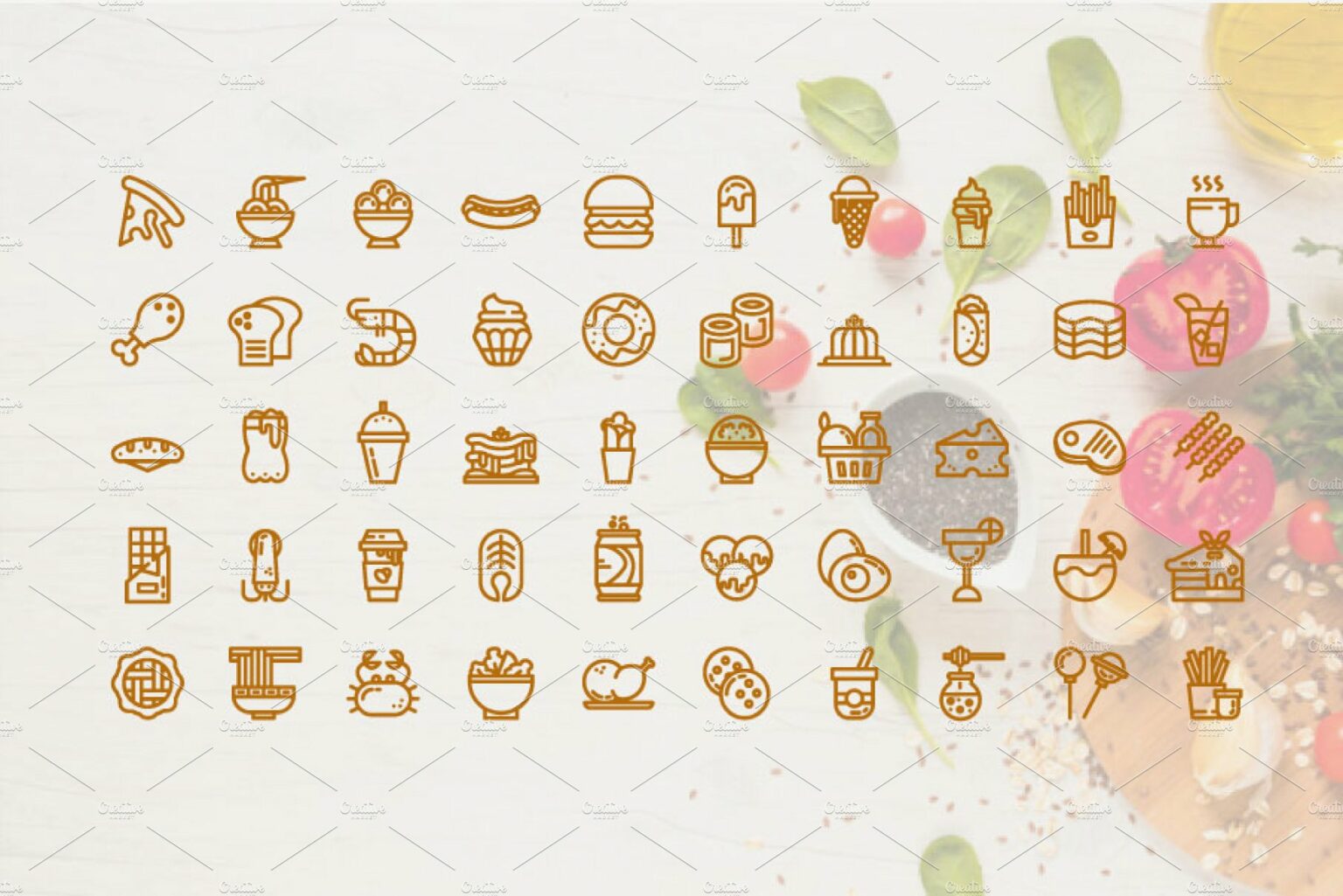 200 Food and Beverage Icons Pack – MasterBundles