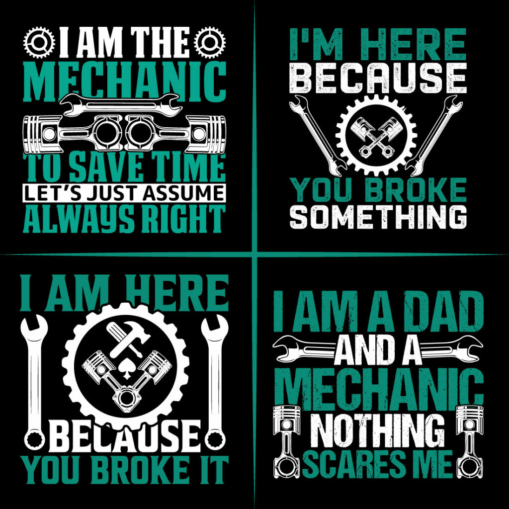 4 Best New Mechanic T-Shirt Design Bundle - MasterBundles