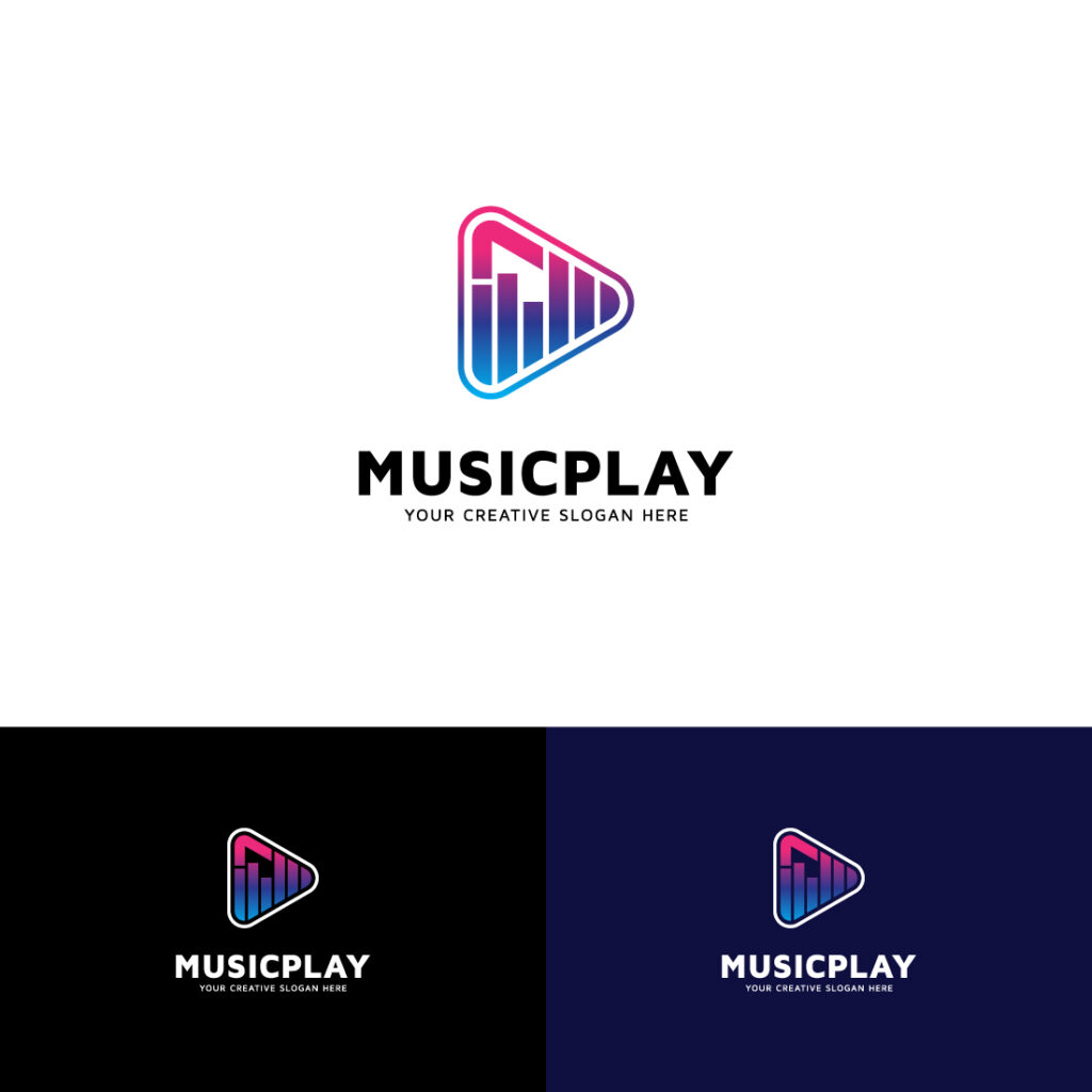 Music Play Button Logo Design - MasterBundles