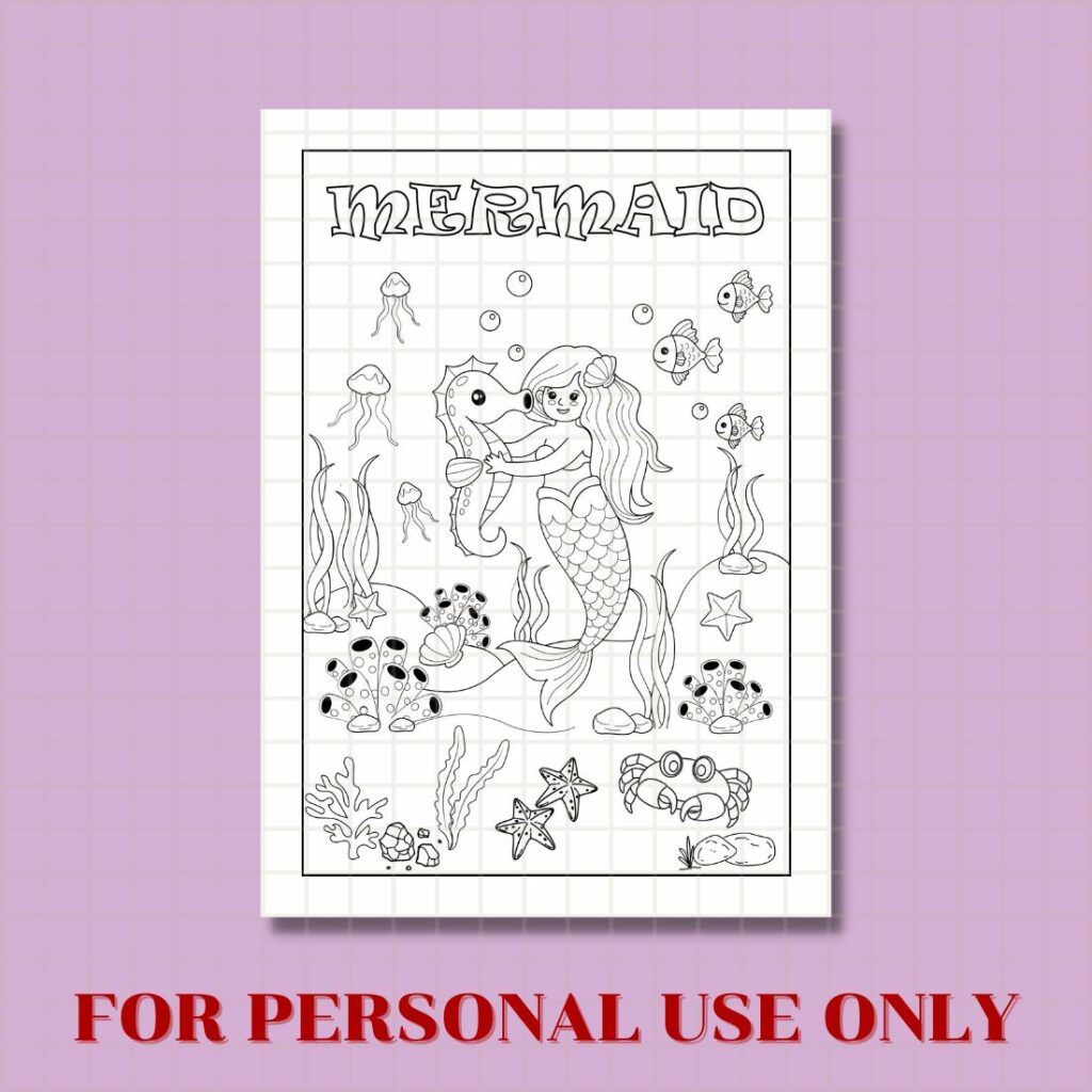 FREE MERMAID COLORING PAGE. - MasterBundles
