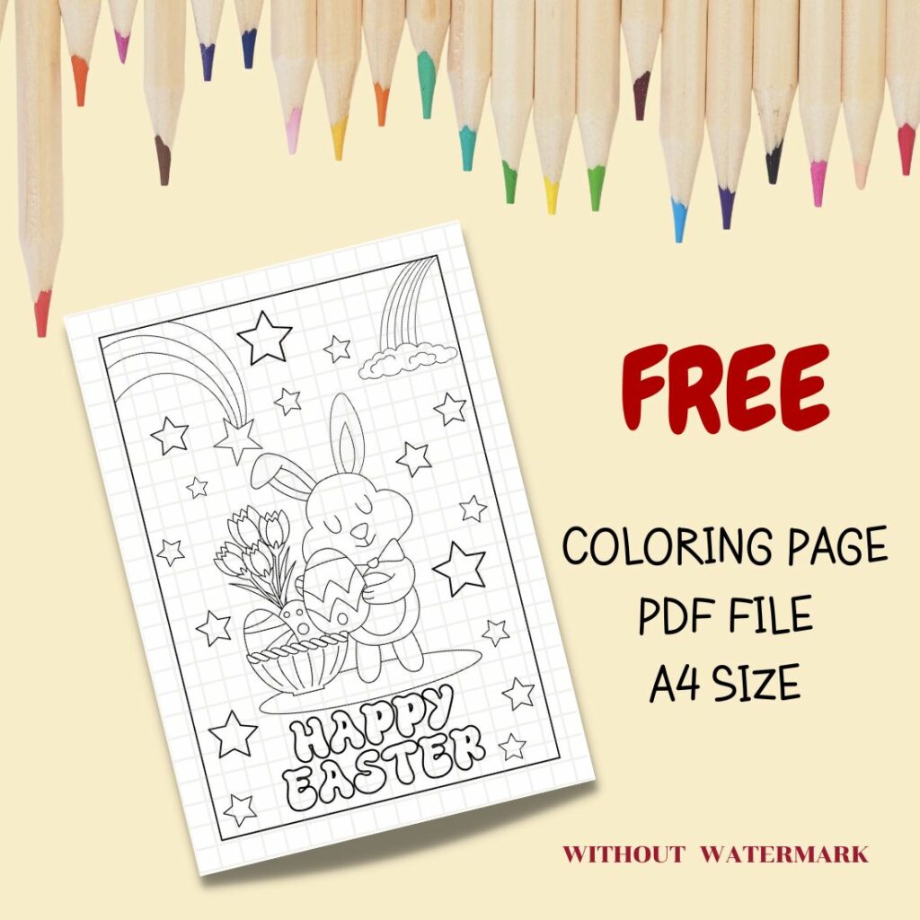 FREE HAPPY EASTER COLORING PAGE. - MasterBundles