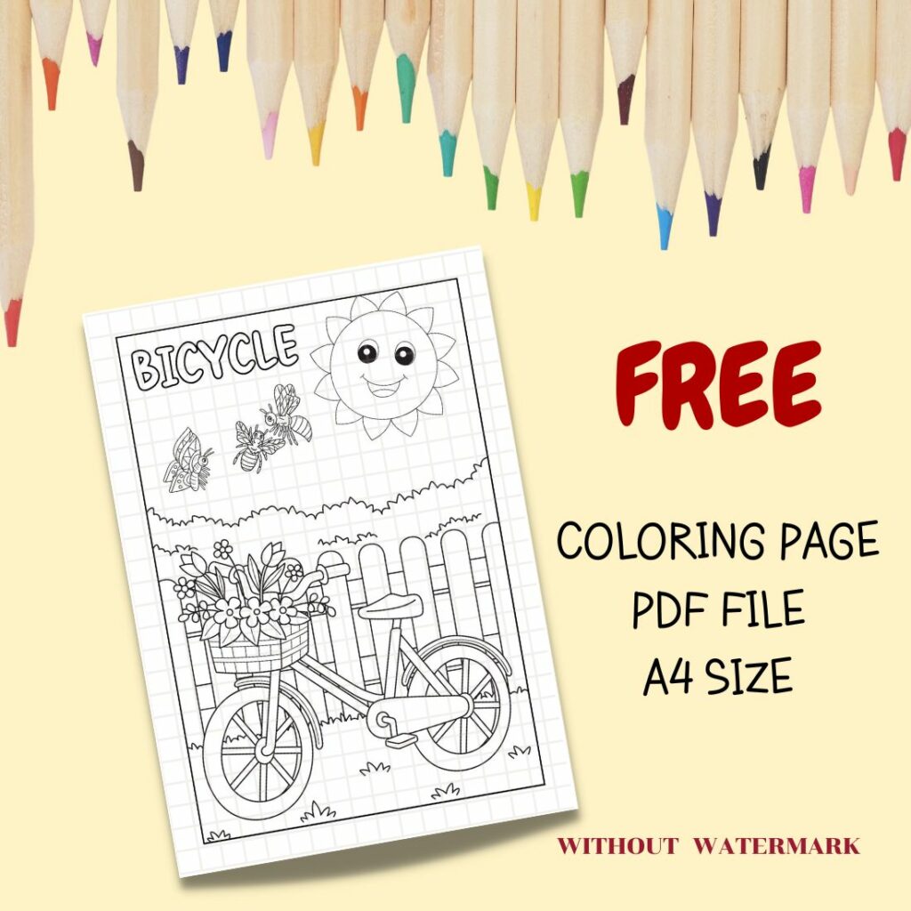 FREE BICYCLE COLORING PAGE. - MasterBundles