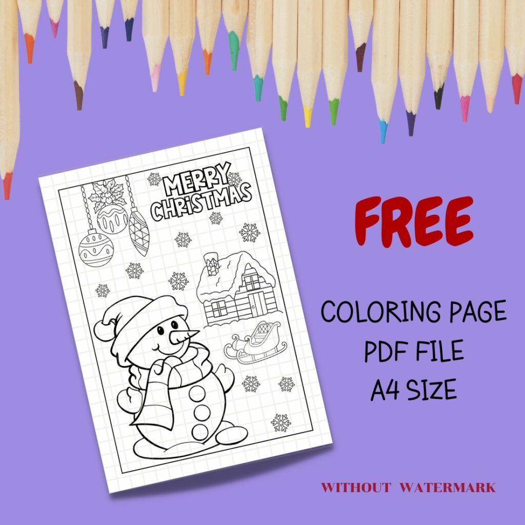 FREE MERRY CHRISTMAS COLORING PAGE. - MasterBundles