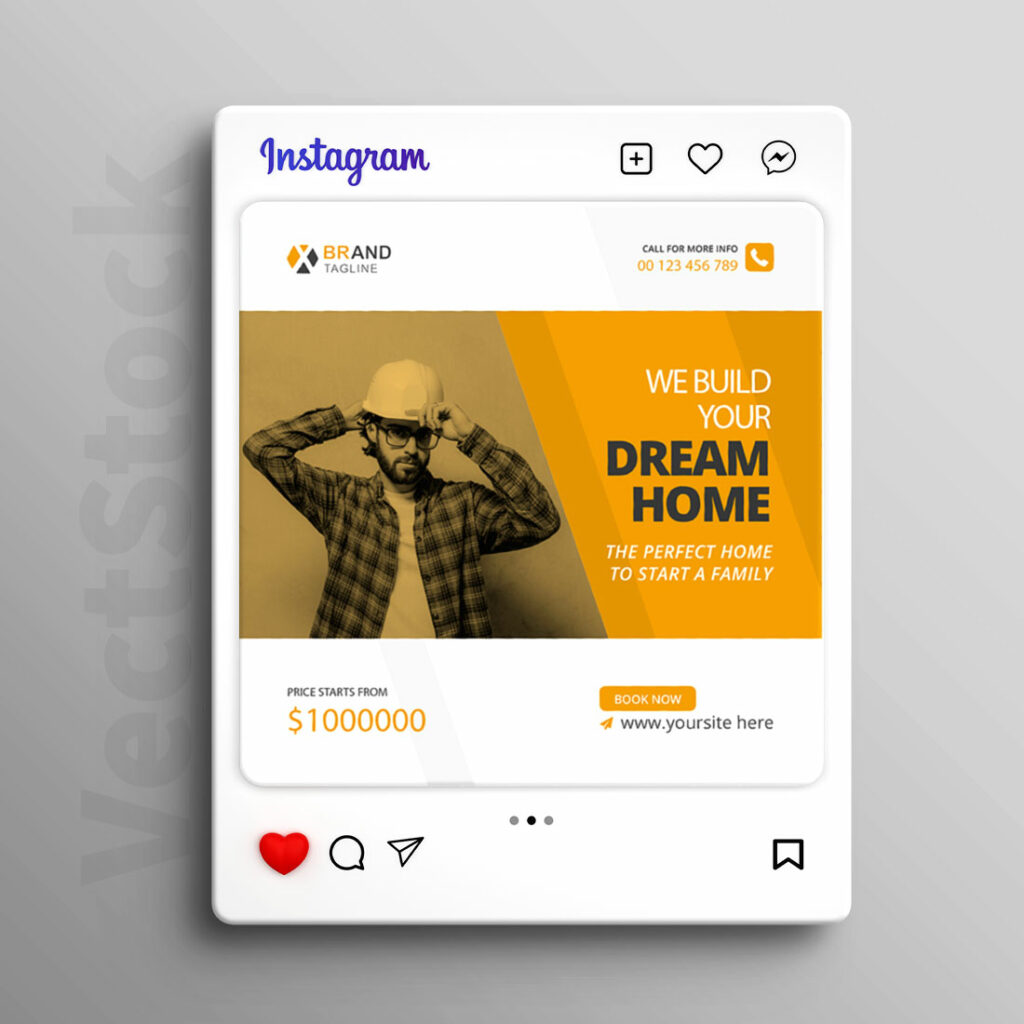 Construction social media Instagram post and banner template design ...