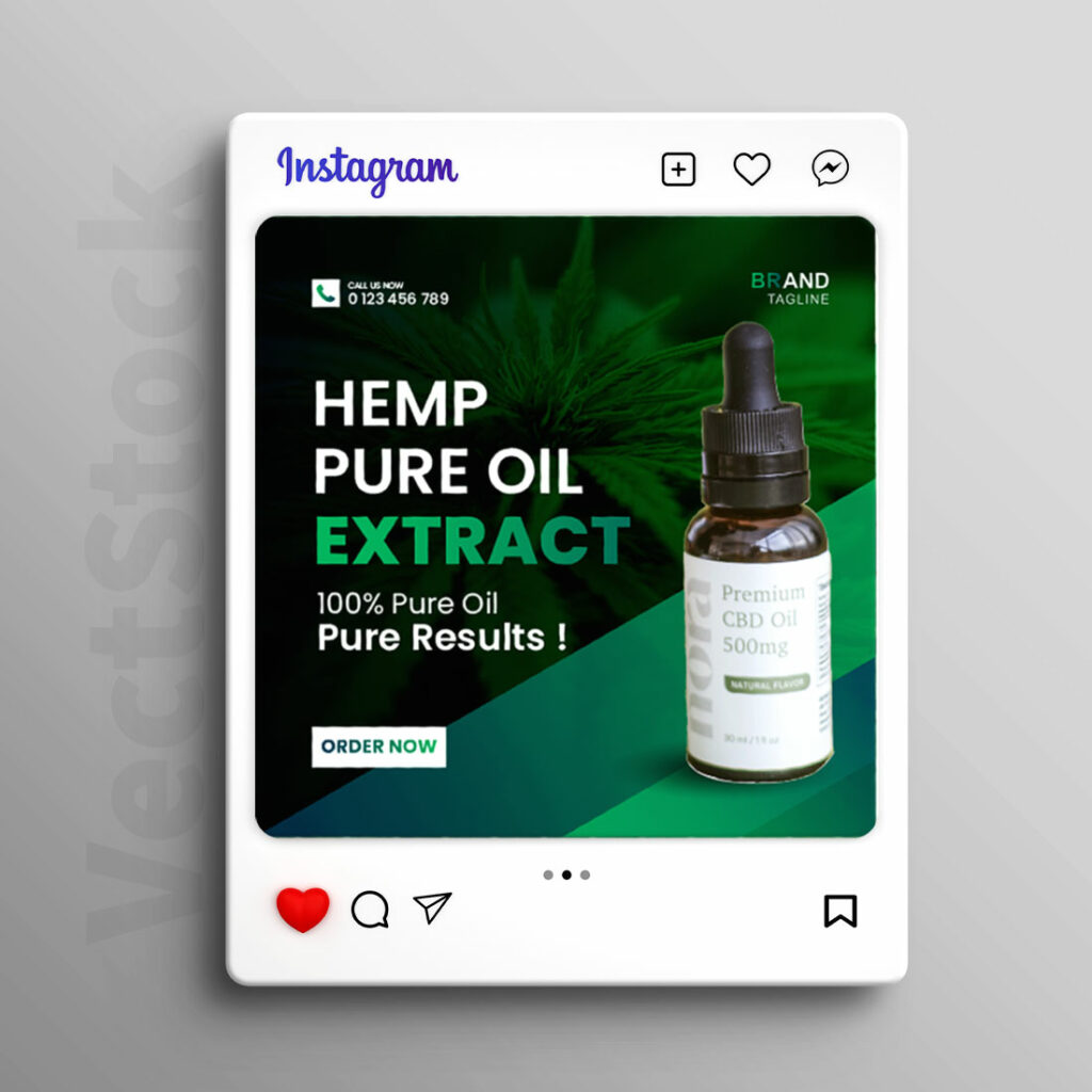 Cbd hemp oil social media post banner - MasterBundles