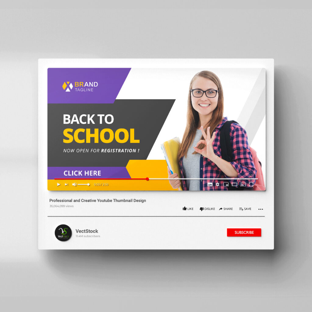 Back to school Youtube thumbnail design - MasterBundles