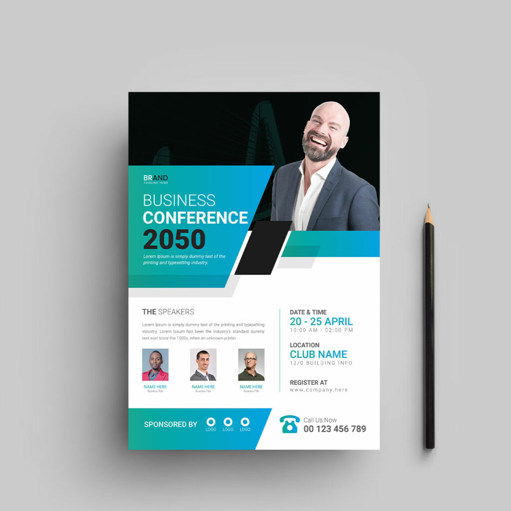 Conference event flyer design template - MasterBundles