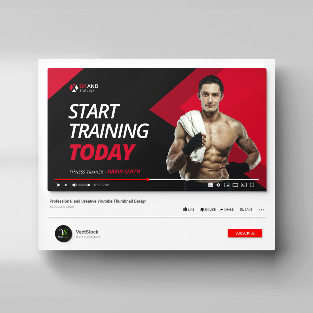 Gym fitness training Youtube thumbnail design - MasterBundles
