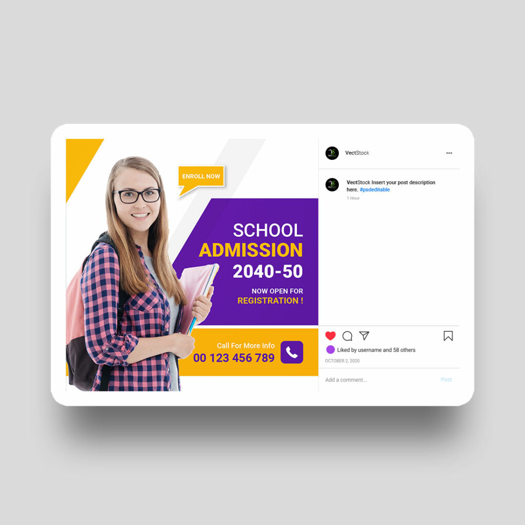 School admission social media post template design - MasterBundles