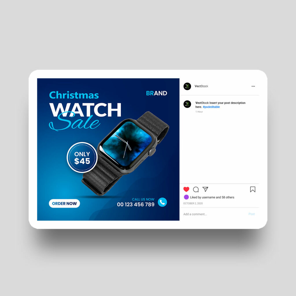 Modern watch social media and instagram post template - MasterBundles