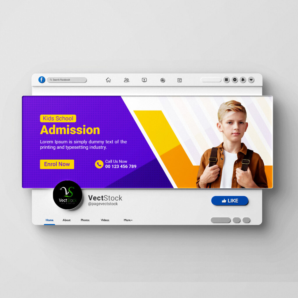 School admission facebook cover photo design template - MasterBundles