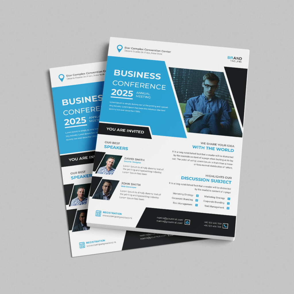 Business conference flyer design template - MasterBundles