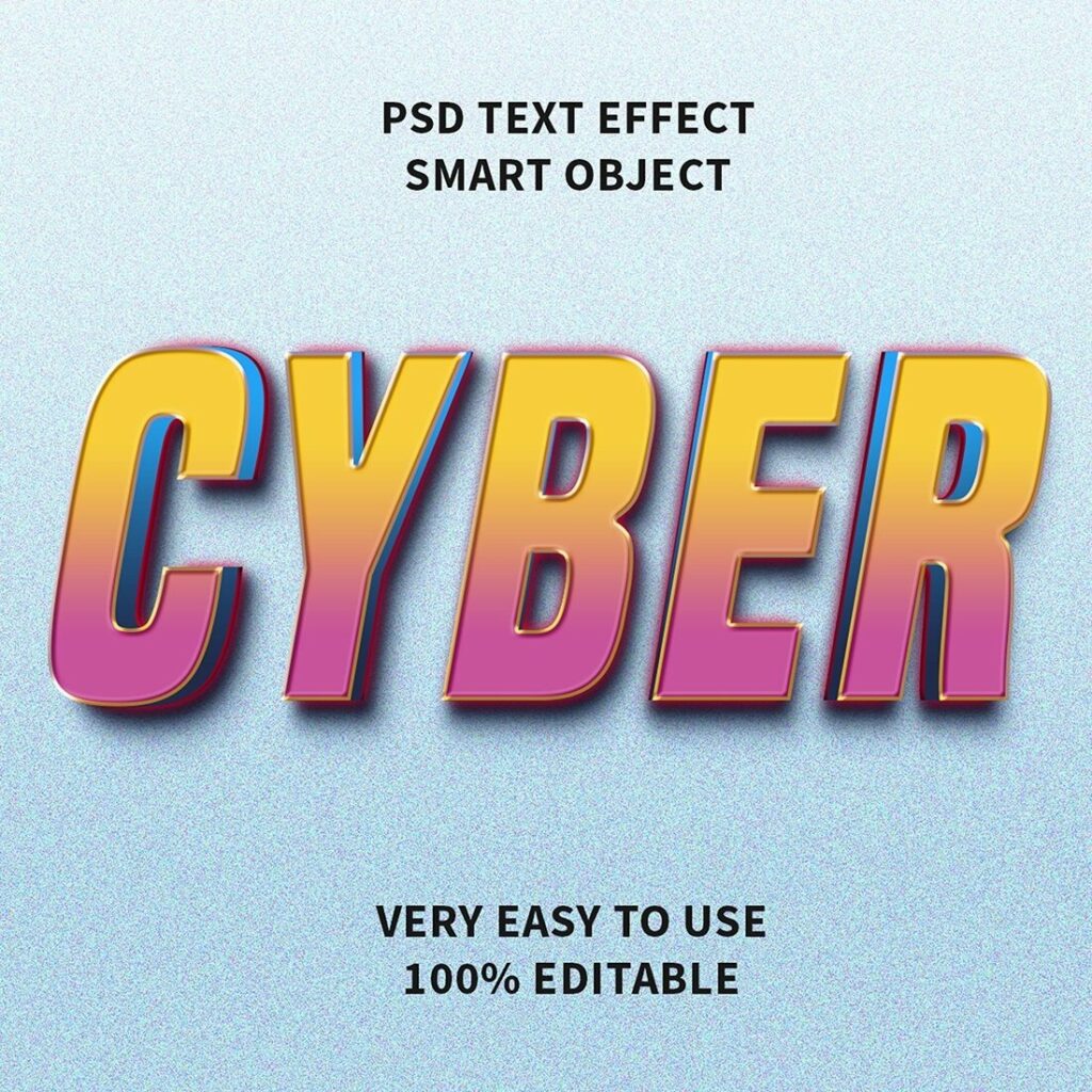 Cyber Editable 3D text Effect PSD - MasterBundles