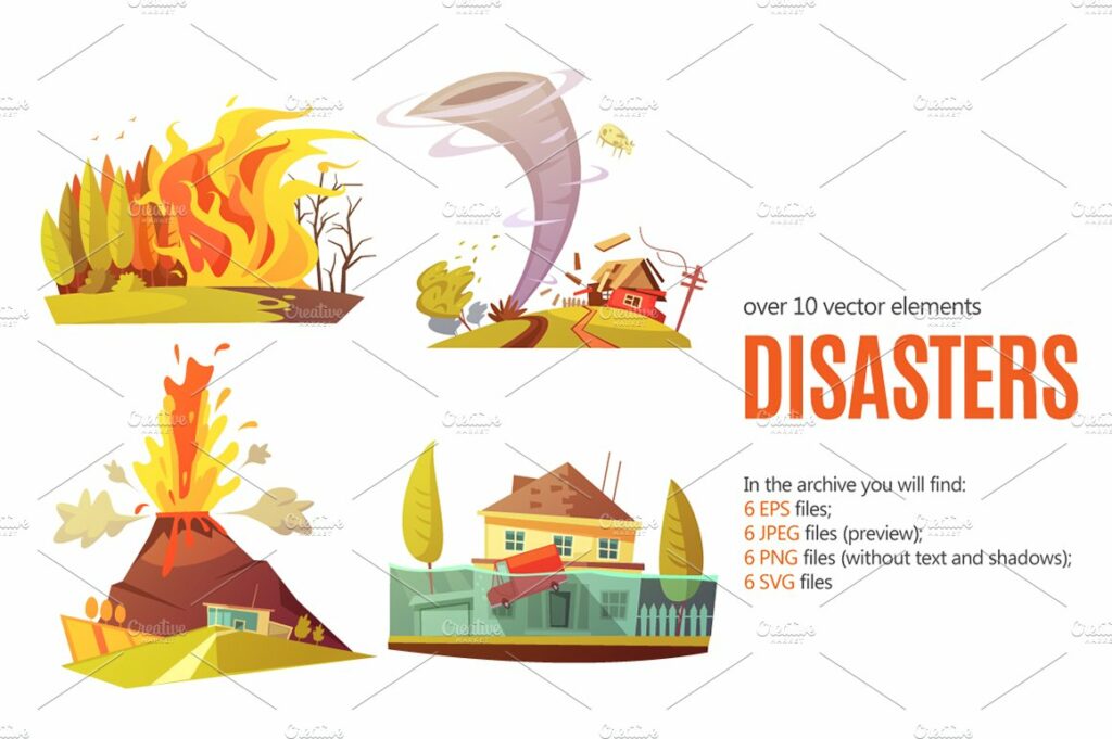 Natural Disaster Cartoon Set – MasterBundles