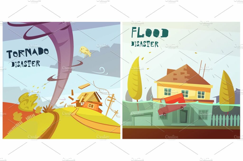 Natural Disaster Cartoon Set – MasterBundles