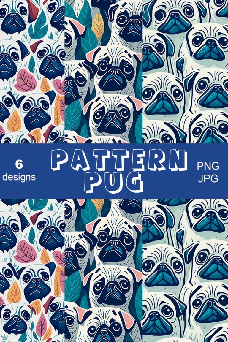 Adorable pug Pattern Set - MasterBundles