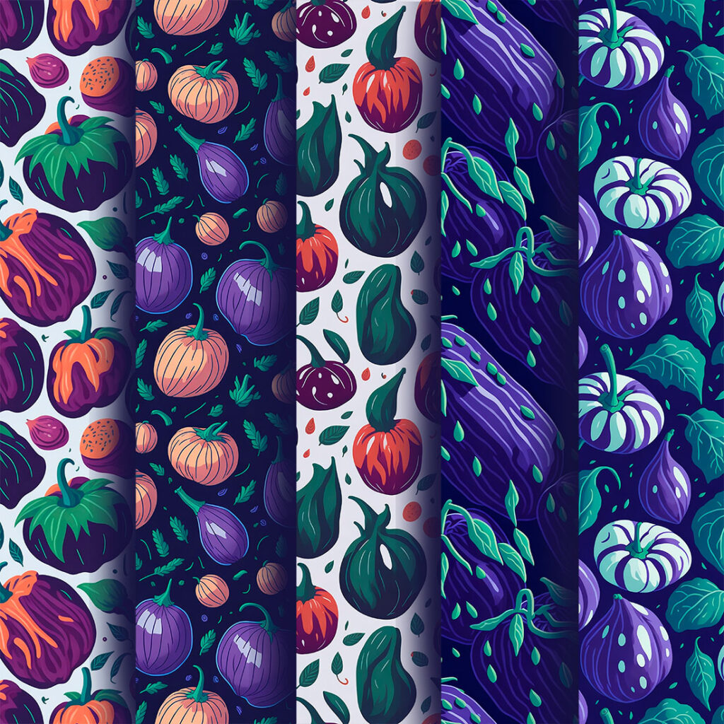 Vegetable and leaf patterns set - MasterBundles