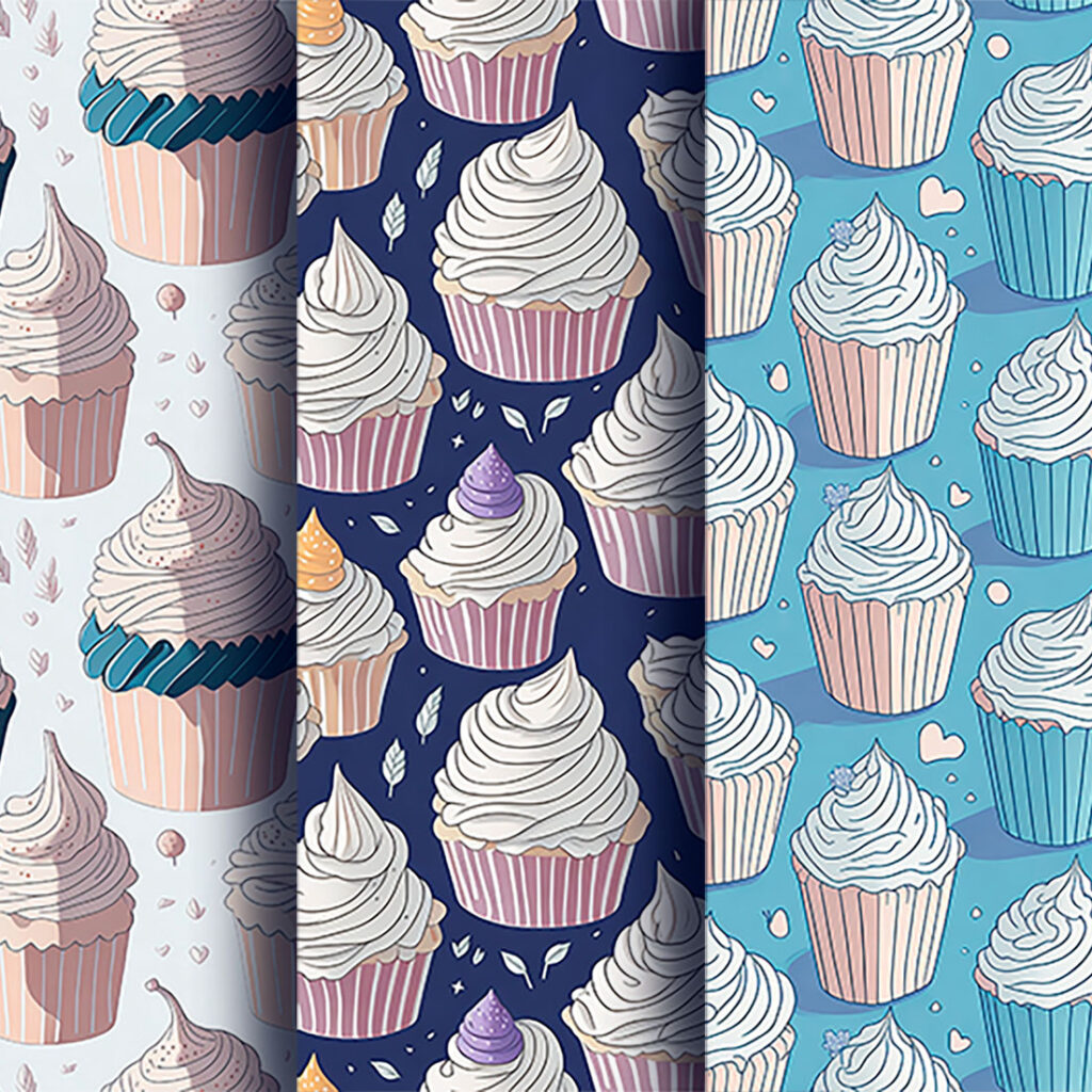 Cupcake patterns 3 set - MasterBundles
