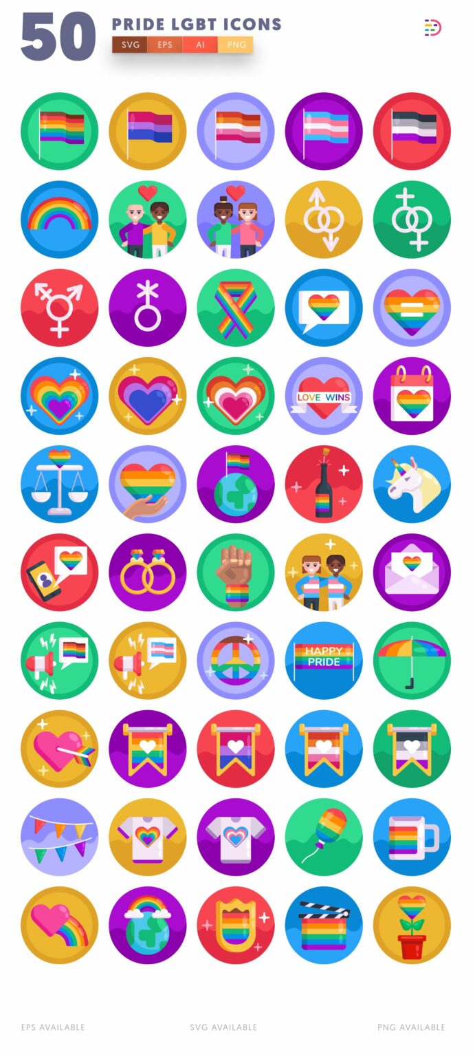 50 Pride LGBT Icons – MasterBundles