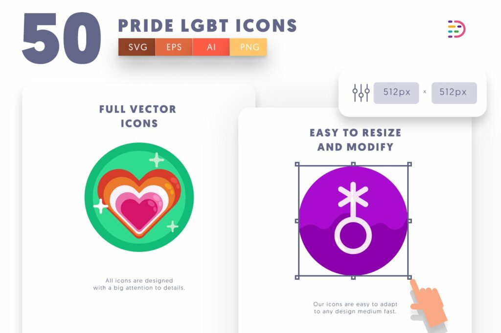 50 Pride LGBT Icons – MasterBundles