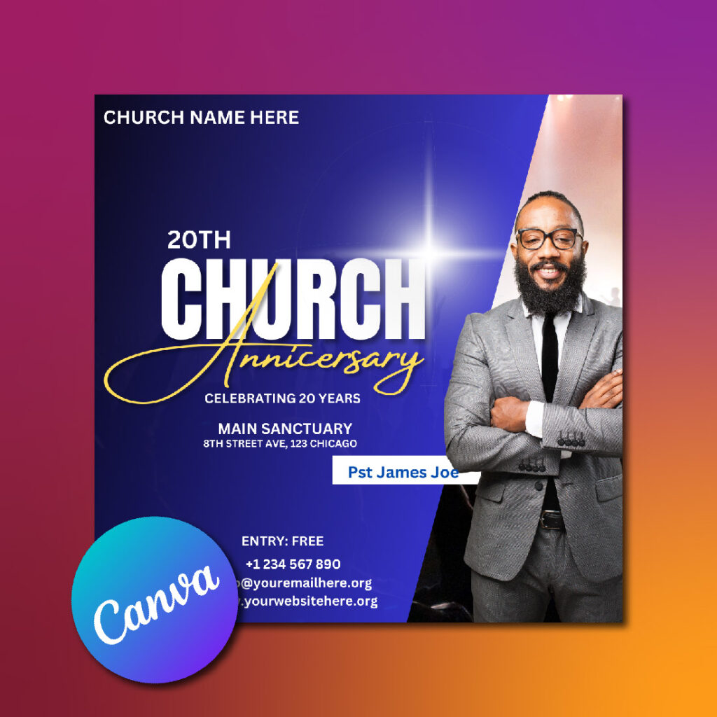 CHURCH ANNIVERSARY FLYER TEMPLATE - MasterBundles