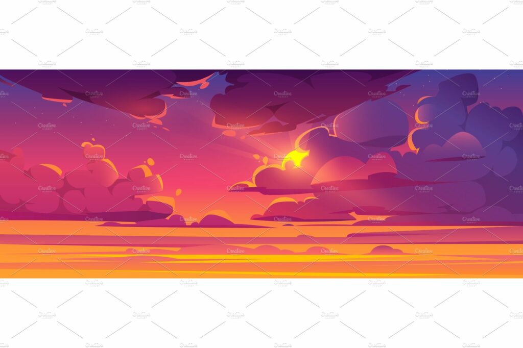 Sunset sky with sun peek out of – MasterBundles