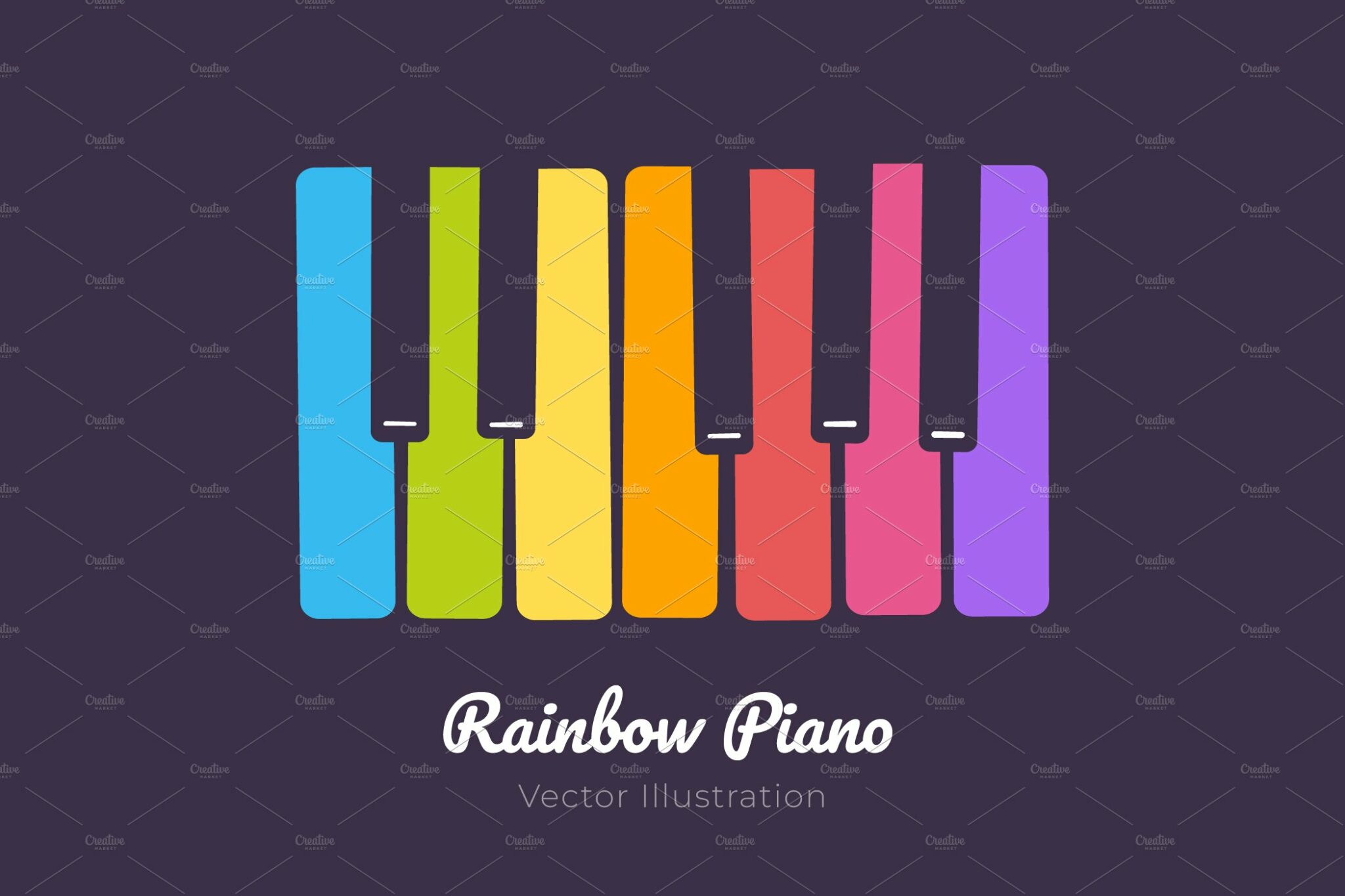 Rainbow Piano Keys – MasterBundles